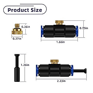 Brass Misting Nozzle Kit, 6 Mister Nozzles + 4 Tee Connectors + 1 End Plug for Outdoor Cooling Misting System