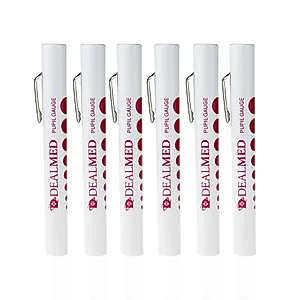 Dealmed Conventional Light Penlights – 6 Penlights with Pupil Gauge, White Penlight Flashlights, Perfect for First Aid Kits