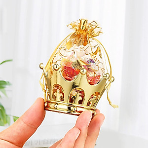 Gold Fillable Crown Goblet with Pouch for Candy Chocolate Cake Dessert Storage Decoration for Wedding Birthday Party(15 Pieces)