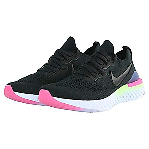 Nike Women's Epic React Flyknit 2 Running Shoe (7, Black/Saphire/Lime Blast)