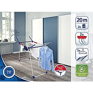 Leifheit Pegasus 200 Solid Comfort Laundry Dryer, 20m with peg Bag, Blue/White