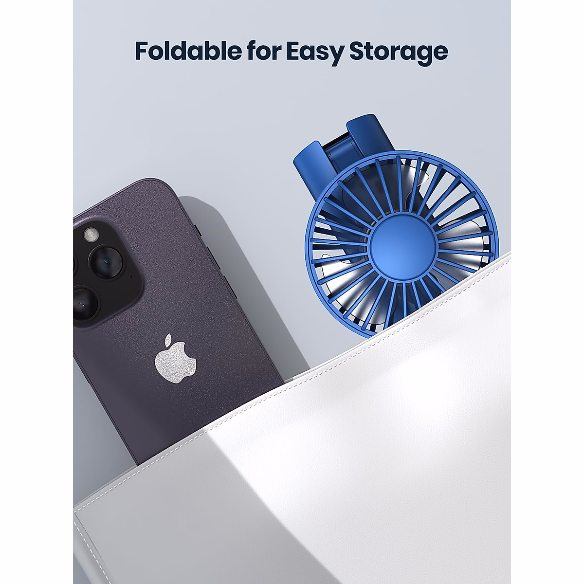 WarmCo Portable Handheld Fan, 5000mAh USB Rechargeable Foldable Fan 3 in 1 Personal Travel Fan with Digital Display,90° Foldable Desk Fan with Base, Mini Desk Fan for Makeup/Commute/Office