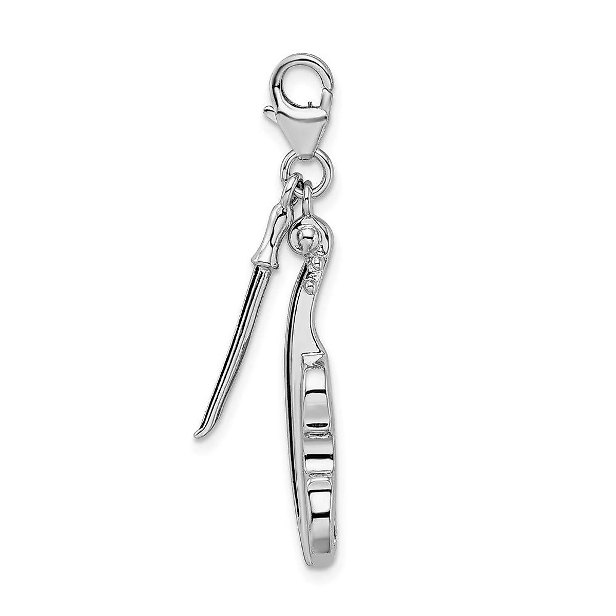 Sterling Silver Amore La Vita Rhodium-pl 3-D Violin Antiqued Bow Charm 46mm 10mm style QCC291