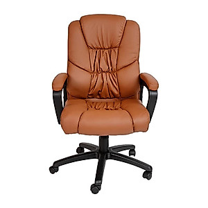 Flash Furniture Flash Fundamentals Big & Tall 400 lb. Rated Brown LeatherSoft Swivel Office Chair with Padded Arms, BIFMA Certified