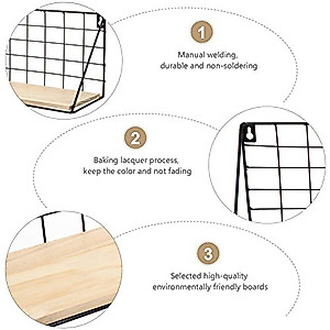 Cabilock Floating Shelf Iron Farmhouse Shelf Rustic Wood Wall Shelf for Living Room Bedroom Bathroom Black L