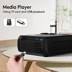 Living Enrichment Mini Projector with Bluetooth, Upgraded 1080P HD Supported Portable Movie Projector 9500L, Portable Projector with Carry Bag, Compatible with HDMI VGA USB for Home Outdoor Movies