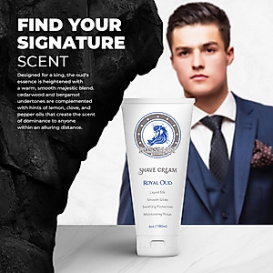 Bossman Liquid Silk Shaving Cream - Travel Shave Cream Sensitive Skin, Smooth Glide, Soothing Protection, Moisturizing Finish (Royal Oud Scent)