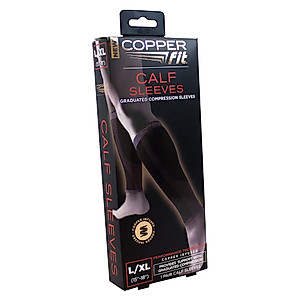 Copper Fit Unisex Adult Copper Infused Compression Calf Sleeves Bandana, Black, Small Medium US