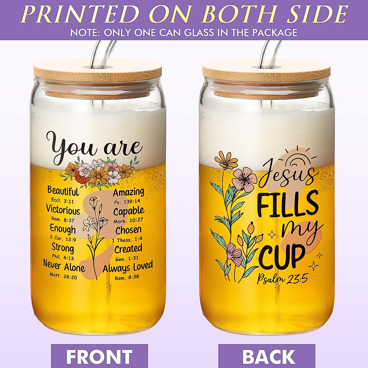 Christian Gifts for Women Faith, Inspirational Gifts Religious Gifts for Women, Catholic Spiritual Gifts Birthday Christmas Gifts for Women Mom Sister Best Friends Wife Coworkers w/ 16Oz Can Glass Cup