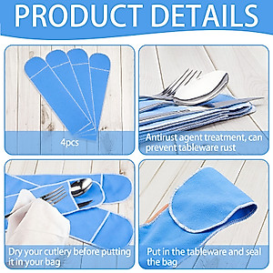 Silver Storage Bags Flatware Storage Blue Silver Flatware Storage Silverware Box Storage for Silver Tarnish Proof Silverware Cloth Storage Flatware Bags for Teaspoon Utensils Flatware (12 Pieces)