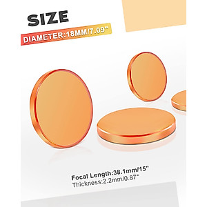 Inccala CO2 Laser Lens PVD ZnSe Laser Mirror: 18mm/0.71" FL76.2mm/3" T2.2mm Meniscus CO2 Focus Lens for CO2 Laser Engraving Cutting Machine