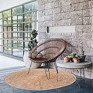 MAYRA HANDICRAFTS Jute Braided Rug, 4' Round Natural, Hand Woven Reversible Rugs Eco Friendly Rugs for Bedroom - Kitchenfor Living Room Entryway,4x4,6x6,8x8 (4 * 4)
