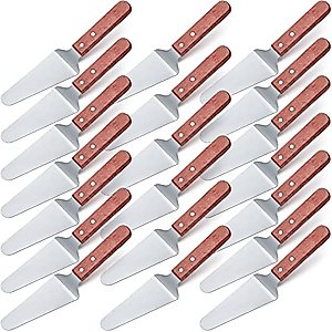 20 Packs Wood Handle Pizza Pie Server Stainless Steel Pizza Spatula Server Non Slip Triangular Spade Spatula Easy to Grip Pie Spatula Cutter Pie Knife Cake Serving Utensils for Desserts Pizza Cake