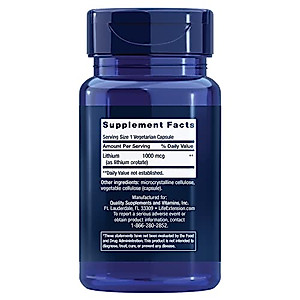 Life Extension Lithium 1000 mcg - for Brain Health, Anti-Aging & Longevity - Memory & Cognition, Mood Support Supplement -Once Daily - Gluten-Free, Non-GMO - 100 Count