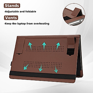 TYTX Compatible with MacBook Air 13 Inch Case, PU Leather MacBook Air Case for Model A2337 M1 A2179 A1932 2018-2021 Retina Display Touch ID, 13" Laptop Case with Vents and Stand Function, Brown