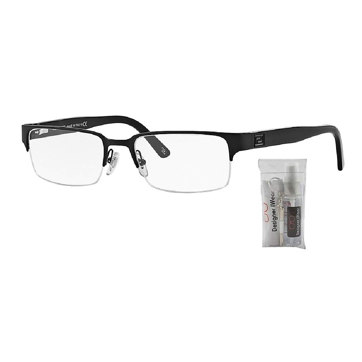 Versace VE1184 1261 53M Matte Black Rectangular Eyeglasses For Men + BUNDLE with Designer iWear Eyewear Kit