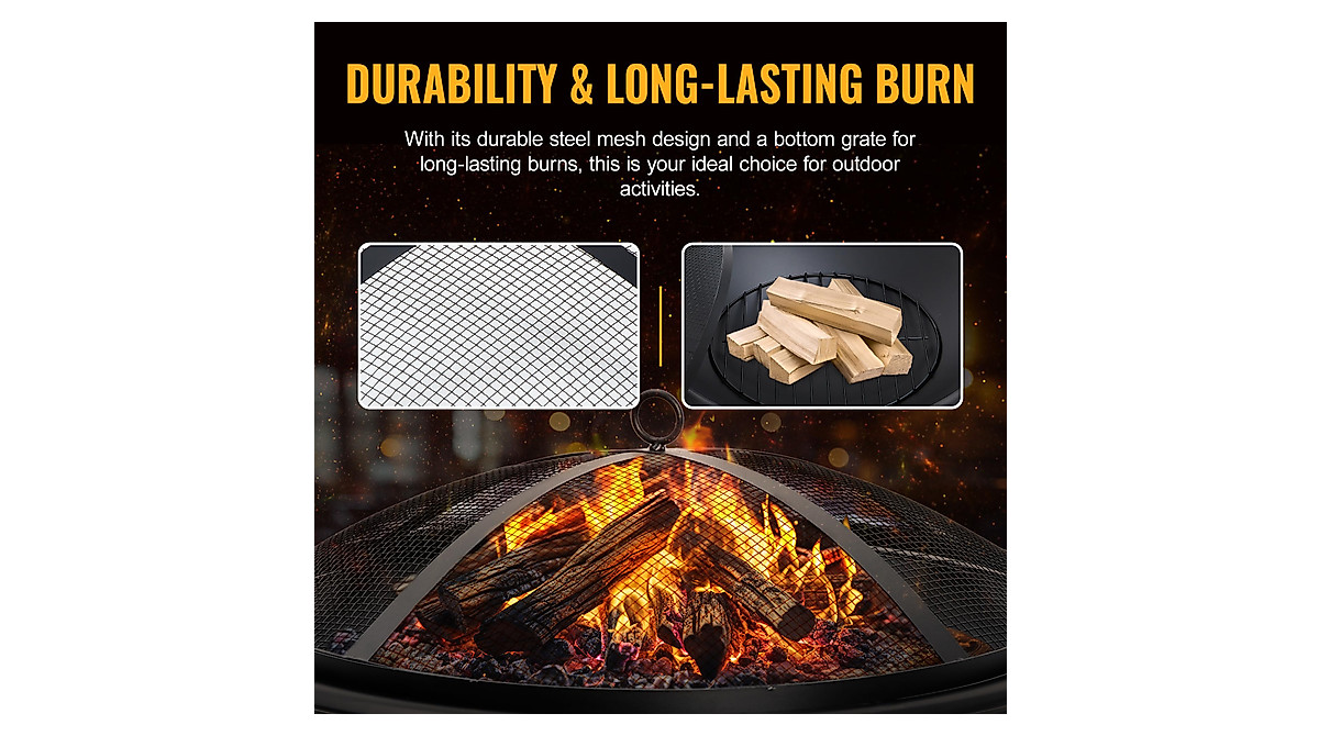 LEMY 22" Wood Burning Fire Pit for Patio & Camping