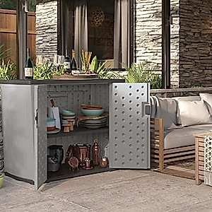 Suncast Backyard Oasis Outdoor Storage Unit, 130 Gallons, Peppercorn
