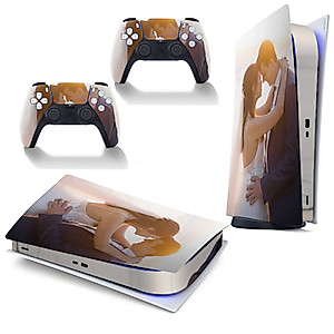 Personalized Custom Skin for PS5 Console Controller with Photos Pictures Customized Stickers Compatible with PS5 Digital Version and Disc Version