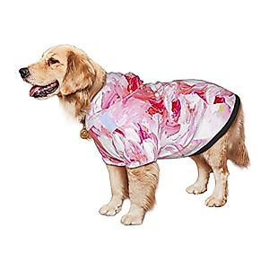 Large Dog Hoodie Pink-White-Peony-Flower Pet Clothes Sweater with Hat Soft Cat Outfit Coat Xx-Large