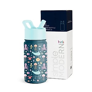 Simple Modern Kids Water Bottle with Straw Lid | Insulated Stainless Steel Reusable Tumbler for Toddlers, Girls | Summit Collection | 14oz, Under the Sea
