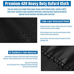 SIRUITON 2-Seat Heavy Duty Garden Patio Sofa/Loveseat/Bench Cover,100% Waterproof Outdoor Sofa Cover, Lawn Patio Furniture Covers Black, 51" W x 27" D x 35" H