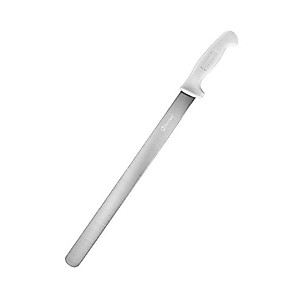 Bleteleh Extra-Long 15-inch Blade Slicing Roasting Knife, Straight Blade, White Handle
