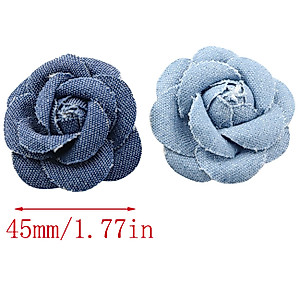LQ Industrial 6pcs Denim Flower Cloth 3 Sizes Fabric Flower for Clothes Decoration DIY Crafts Supplies Scrapbooking