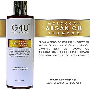 G4U Sulfate Free Shampoo with Argan Oil for Women and Men, All Hair Types, Dry, Damaged, Frizzy and Color Treated Hair. Natural Volumizing Moisturizing. For Home, Salons and Spas.12 Fl Oz