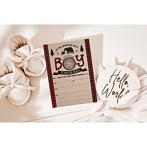 Your Main Event Prints Lumberjack Baby Shower Invitations - Boy Baby Shower Invitations - Mama Bear Baby Shower Invites - Woodland Baby Shower Invitations - 20 Fill-In Invitations and White Envelopes