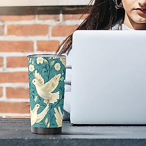 QWEUIOP 20oz Insulated Travel Coffee Mug Retro Pigeon Pattern Stainless Steel Tumbler with Lid Double Wall Vacuum Coffee Cup For Hot and Cold Drinks13974