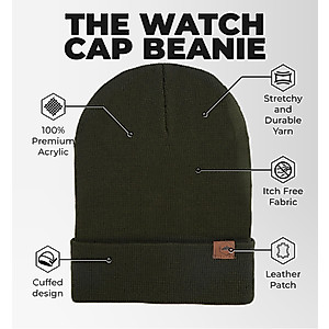 Tough Headwear Cuffed Beanie Hats for Men - Winter Beanies for Women - Toboggan Hat - Mens Winter Knit Hat - Stocking Cap