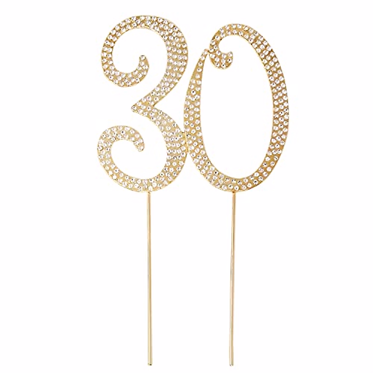 Honbay 30 Cake Topper Sparkly Crystal Rhinestones Cake Topper Cake Decoration for 30th Birthday Party or or 30th Wedding Anniversary (Gold)