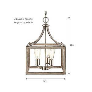 Home Decorators Collection Boswell Quarter 14 in. 3-Light Brushed Nickel Chandelier with Painted Weathered Gray Wood Accents