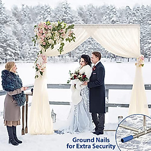 Wedding Arch, 7x5FT Arch for Wedding Ceremony with Support Feet Base, Square Metal Stand Frame for Wedding, Party, Bridal, Garden, Outdoor, Rectangle Archway for Balloon Decoration