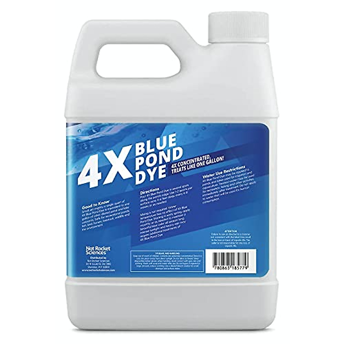 4X Blue Pond Dye - Transforms Murky Brown Water to Natural Blue Color - Super Concentrated Lake and Pond Dye - Liquid Pond Shade Treats Up to 1 Acre - Safe for Fish and Wildlife (32 oz)