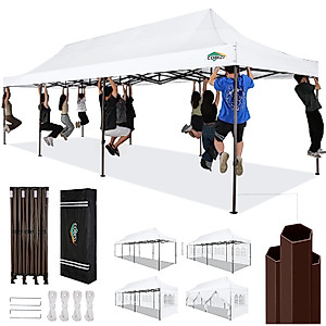 COBIZI Heavy Duty 10x30 Party Tent, Commercial 10x30 pop up canopy for Parties Waterproof Gazebos with 8 Sidewalls, All Season Wind & Waterproof UPF50+,Stable Thickened Frame