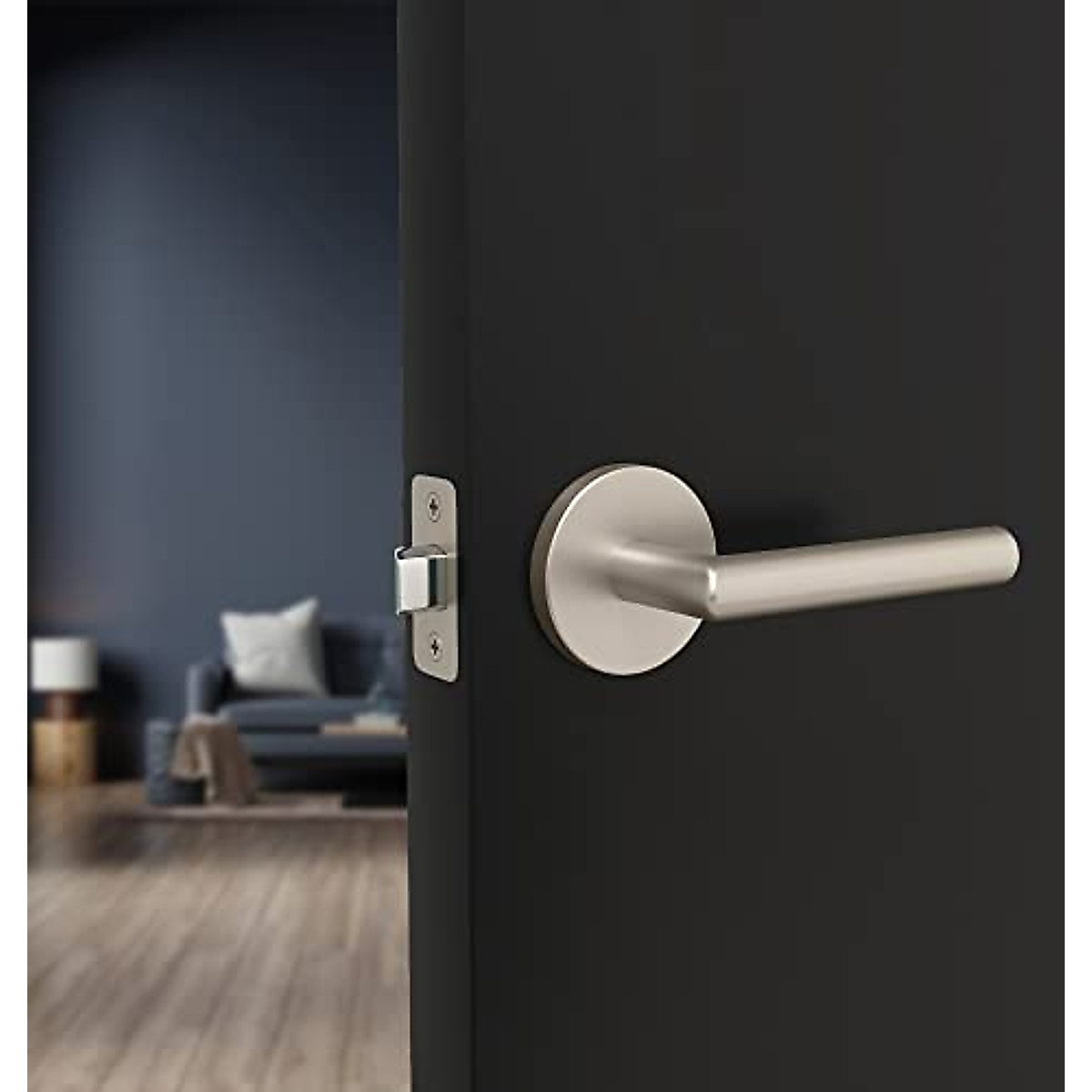 Mega Handles Passage I Lever Door Lock Handle Set for Hallway, Closet and Bathroom I Keyless Door Lock I Heavy Duty Design I Fits All Standard Door Sizes I Screws Included - Satin Nickel (1 Pack)