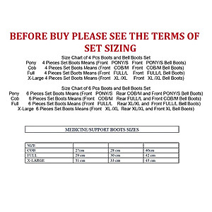 RIDING GEARS Horse Medicine Brushing Boots Horse Bell Boots Leg Wraps Protection Gear Set of 4 and Set of 6 (Large/Full, Black (Set of 6))