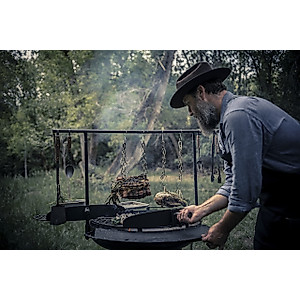 Barebones Cowboy Fire Pit Grill Side Table 30-Inch - Cowboy Grill Accessories for Outdoor Grills - Camping Cookware