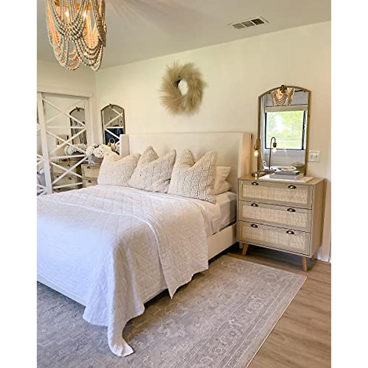 PHI VILLA Rattan Cabinet - Chest of Drawers Small Cabinet for Living Room Bedroom Accent Storage Cabinet/Nightstand/Bedside Table, Rattan Dresser