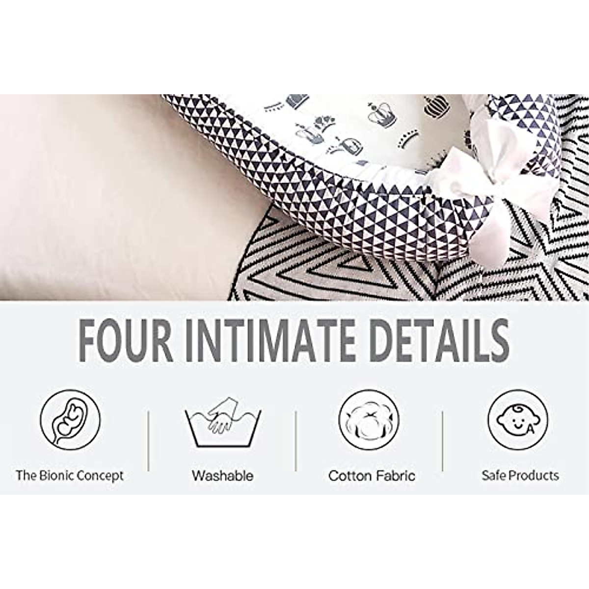 Baby Lounger, Baby Lounger for Co Sleeping Newborn Lounger Cover Sleeper Baby Sleeping Bed, 100% Soft Breathable Newborn Lounger Nest for 0-12 Months Infant Lounger Floor Seat for Lounger (B)