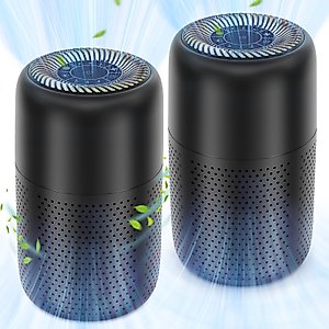 2 Pack Vhoiu Air Purifiers for Home Bedroom up to 600ft², Quiet Air Purifier With Night Light, Whole House Has Fresh Air, H13 True HEPA Air Cleaner For Office, Dorm, Apartment, Kitchen (KJ50 Black)