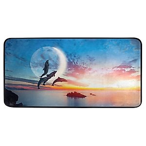 Dolphin Sunset Moon Kitchen Rugs Floor Mat Anti Fatigue Kitchen Mats Non Skid Washable Bath Rug Runner Doormats Carpet Sink Mat Home Decor 39 X 20 inch