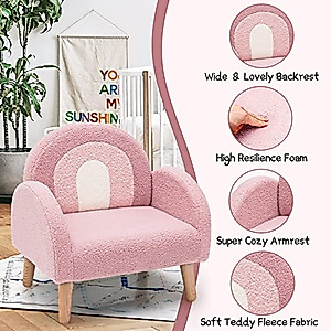 INFANS Kids Sofa, Toddler Armchair with Solid Wooden Frame Anti-Tipping Design Plush Fabric, Upholstered Children Chair for Kindergarten Playroom Preschool, Gift for Boys Girls, Toddler Couch