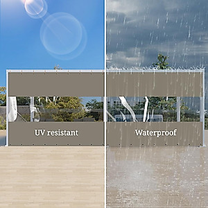 Covers & all Outdoor Clear Panel Curtain, 12 oz Vinyl Outdor Curtains for Patio, Waterproof & Weather Resistant Tarp with Brass Grommets for Pergola, Porch, Gazebos, Balcony (7H x 4W feet, Beige)