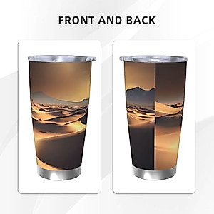 Sahara Desert Tumbler with Lid and Straw 20oz Stainless Steel Car Cup for Hot and Cold Drinks, Double Wall Insulated Travel Coffee Mug Reusable Drink Thermos Cup Birthday Gifts