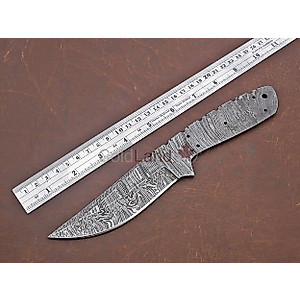 ColdLand 9.25" Damascus Steel Knife Blade Blank with Bolster - Hand Forged Knife Blanks Full Tang Ideal for Knife Making Supplies, Hunting, Fishing, Camping, Outdoor Sports NB24