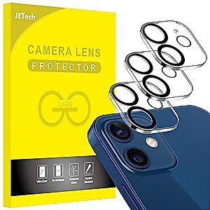 JETech Camera Lens Protector for iPhone 12 6.1-Inch, 9H Tempered Glass, HD Clear, Anti-Scratch, Case Friendly, Does Not Affect Night Shots, 3-Pack