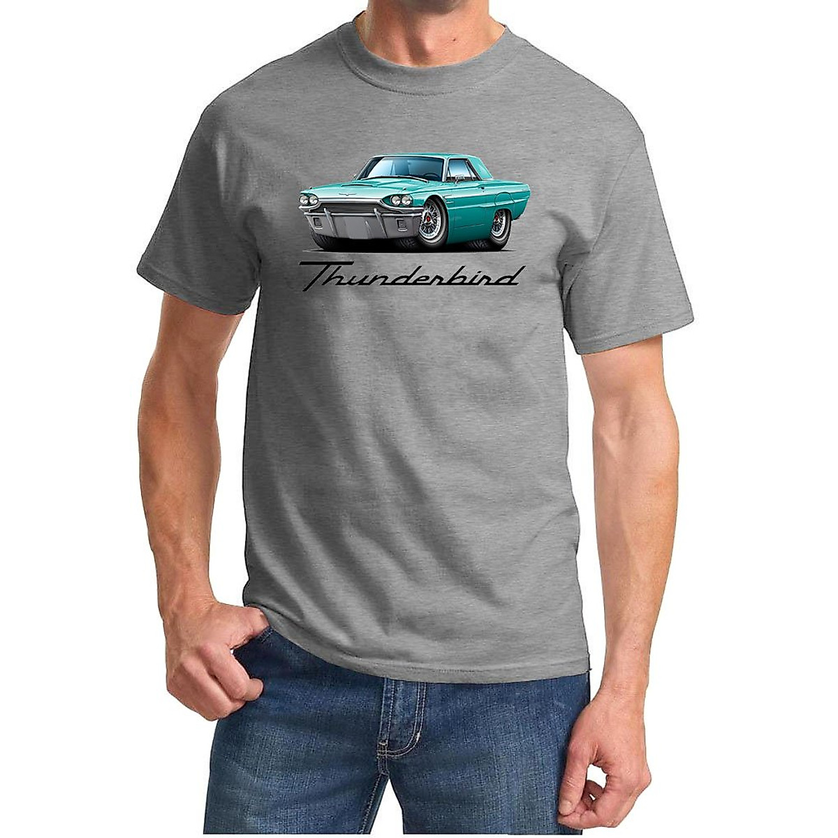 1965 Ford Thunderbird Hardtop Full Color Design Tshirt Small Grey